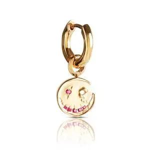 KASUN LONDON Smile Hoop Ruby Earrings - Gold