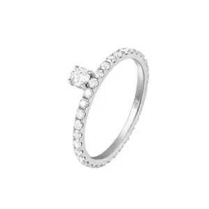 DYAMKA Pave Diamond Solitaire Ring - Silver