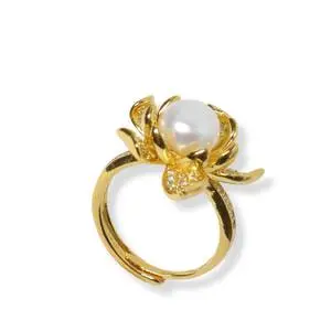 NINEMOO Ninemoo Gold-Filled Pearl And Zircon Ring Silver/gold