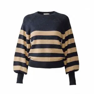 BEIRA Ada Lantern Sleeve Stripe Jumper - Blue