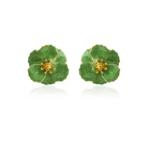 MILOU JEWELRY Light Blossom Flower Earrings - Green