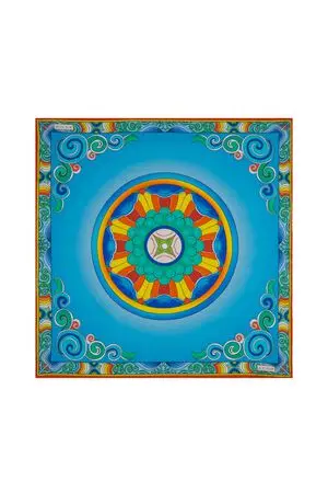 JE TE VEUX Samsaeg Temple Motif Scarf Multicolour - Blue