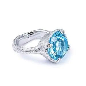 GERMAN KABIRSKI Silver Ring With Topaz - Blue/silver