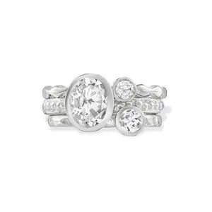 DOWER & HALL Ice Twinkle Stacking Ring Set - Silver