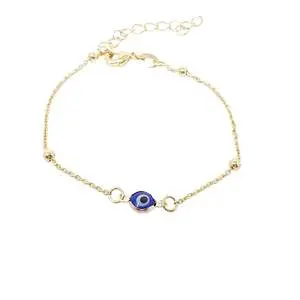 HARFI Gold Plated Beaded Evil Eye Bracelet - Gold/blue