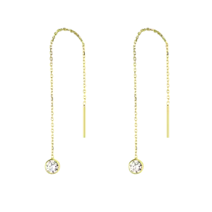 SPERO LONDON Sterling Silver Chain Solitaire Earrings - Gold