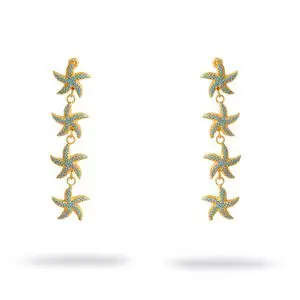 EBRU JEWELRY Starfish Cascade Dangle Earrings - Gold/blue