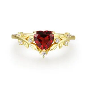 AZURA JEWELRY NEW YORK Heart Desire Mozambique Garnet Ring - Gold