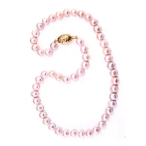 MINERALGEMS ✩ STUDIO Pearl Necklace With 18k Gold Plated Clasp - White/pink