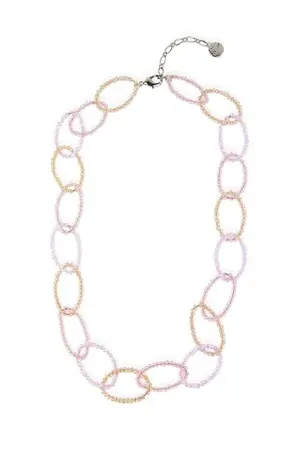 Saachi Sampark Oval Linked Collar Necklace - Pink