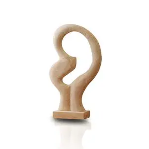 MARLETH Neutrals Handmade Travertine Sculpture For Interior Display & Abstract Organic Form - Beige
