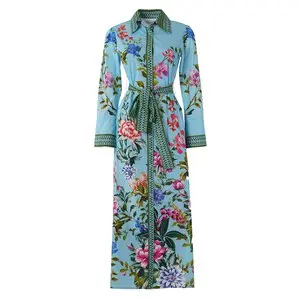 RAISHMA Olea Cotton Midi Dress - Blue