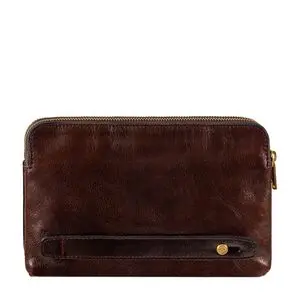 TIME RESISTANCE Leather Clutch Ulysses - Brown