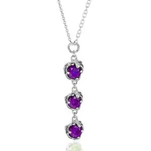 UNALOE Sterling Necklace With Purple Crystal Stones - Silver/purple