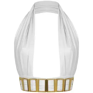 ANTONINIAS Petisa Halter Neck Bikini Top With Golden Details - White