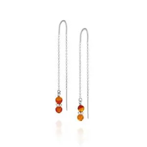 NELLOU JEWELLERY Carnelian Sterling Silver Drop Earrings - Silver/orange