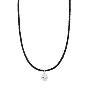 SHYMI Cord Necklace With Pear Zirconia Pendant - Silver