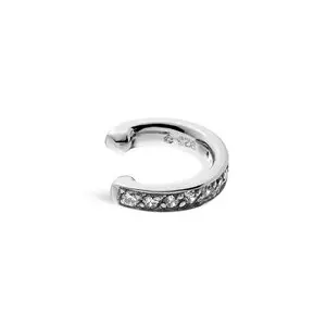 SALLY SKOUFIS Mono Ear Cuff With Cz Diamond Simulants In Sterling Silver - White/silver