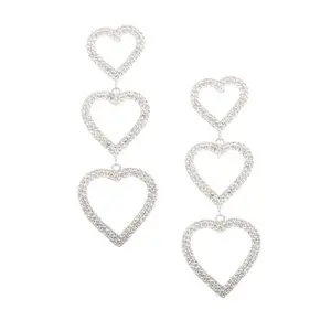 MAISON DE GALA Lola Crystal Heart Drop Earrings - White