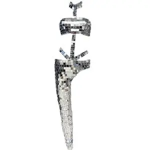 HARMONIA NY Kinesthetic Mirrored Catsuit Dani Watanabe - Silver