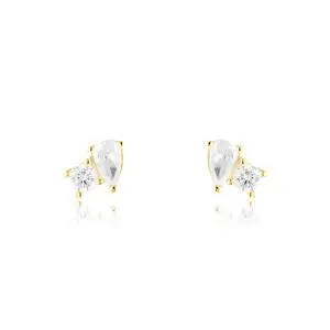 SHYMI Mini Two Stone Stud Earrings - Gold