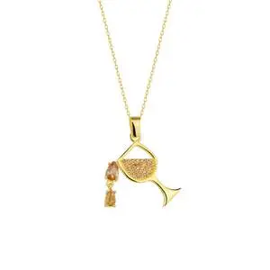 SPERO LONDON Wine Glass Sterling Silver Necklace - Gold