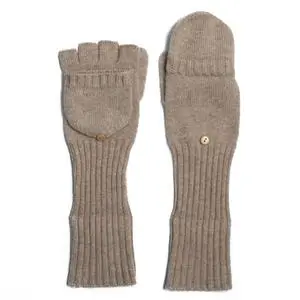 BEL CASHMERE Long Cashmere Mittens - Brown