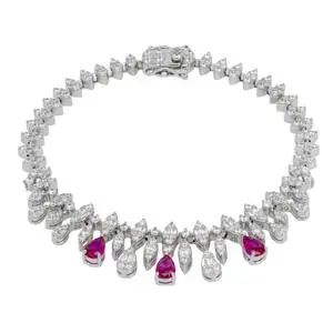 LATELITA Duchess Ruby Tennis Bracelet - White/red/silver