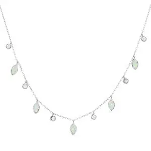KAMARIA Drop Necklace With Opal And Zirconia Silver/white