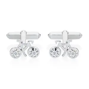 LEE RENEE Bike Cufflinks White Sapphires - Silver
