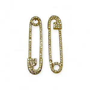 JAGGED HALO JEWELRY Asymmetrical Safety Pin Earrings - Gold