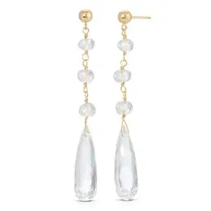 HEATHER HAWKINS Crystal Quartz Drop Earrings - Gold