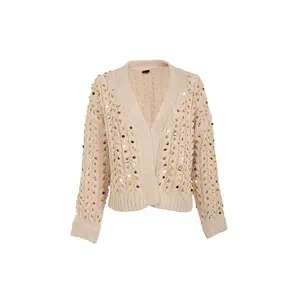 Saachi Deco Cable Knit Cardigan - White