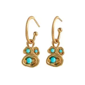 CLAIRE HILL DESIGNS Turquoise Lichen Hoop Earrings - Gold