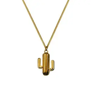 LEE RENEE Cactus Pendant Necklace - Gold