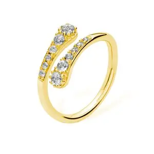 LUCY QUARTERMAINE Cross Over Skinny Drip Ring With White Topaz - Gold