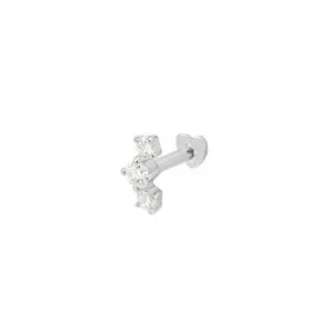VANCHI 14k White Gold Lab-grown Diamond Flat Back Stud Earring - Silver