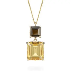 AUGUSTINE JEWELS Smoky Quartz & Citrine Octagon Pendant - Yellow