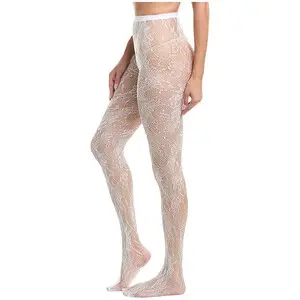 HIGH HEEL JUNGLE BY KATHRYN EISMAN Venise Lace Fishnet Tights - White