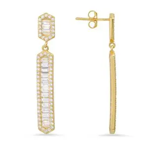 KYLIE HARPER Baguette Diamond Cz Dangle Earrings - Gold