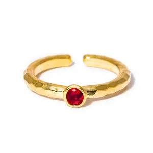 KYBELE STUDIO Ruby Gemstone Hammered Ring - Gold/red
