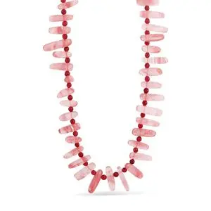 HANNAH B. JEWELRY Rose Quartz Spike Necklace - Pink