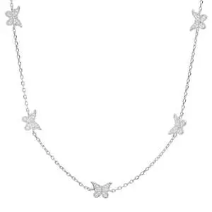 KYLIE HARPER Diamond Cz Butterfly Station Necklace - Silver