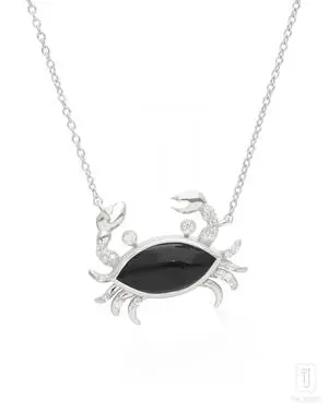 THE JEWELZ Crab Black Onyx And Cubic Zirconia Pendant Necklace - Black/silver