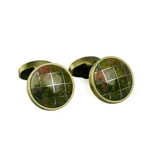 DAVID WEJ Round Patterned Cufflinks - Gold
