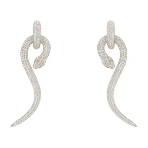 LATELITA Anaconda Snake Drop Earrings - White/silver