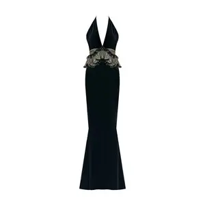 NUR KARAATA Savoy V-neck Fishtail Gown
