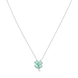 SPERO LONDON Sterling Silver Four Leaf Clover Emerald Color Necklace Silver/green