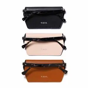 NAOA Three Pack Of Slim Glasses Cases - Black/brown
