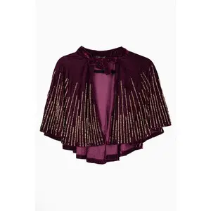 Saachi Embellished Velvet Capelet - Pink
